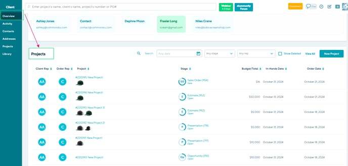Client page overview
