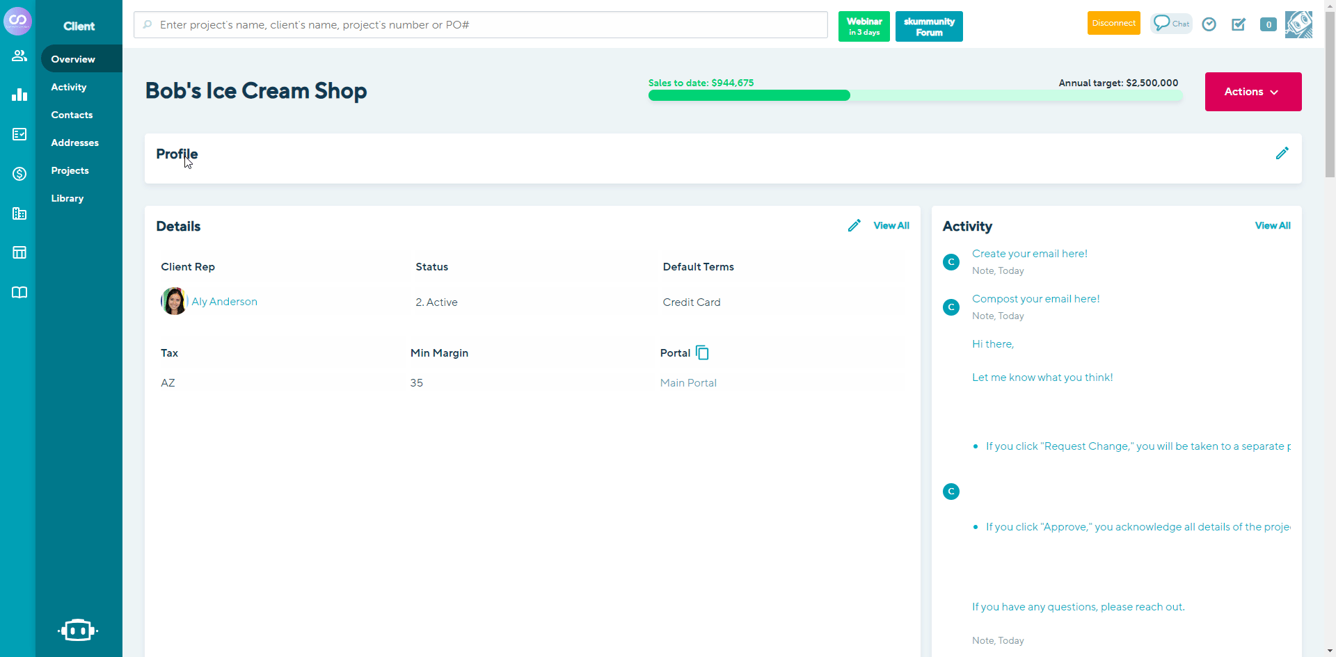 Client page overview
