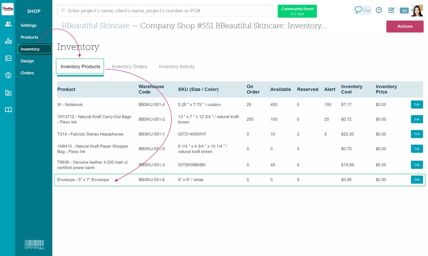 Company Shops - Inventory