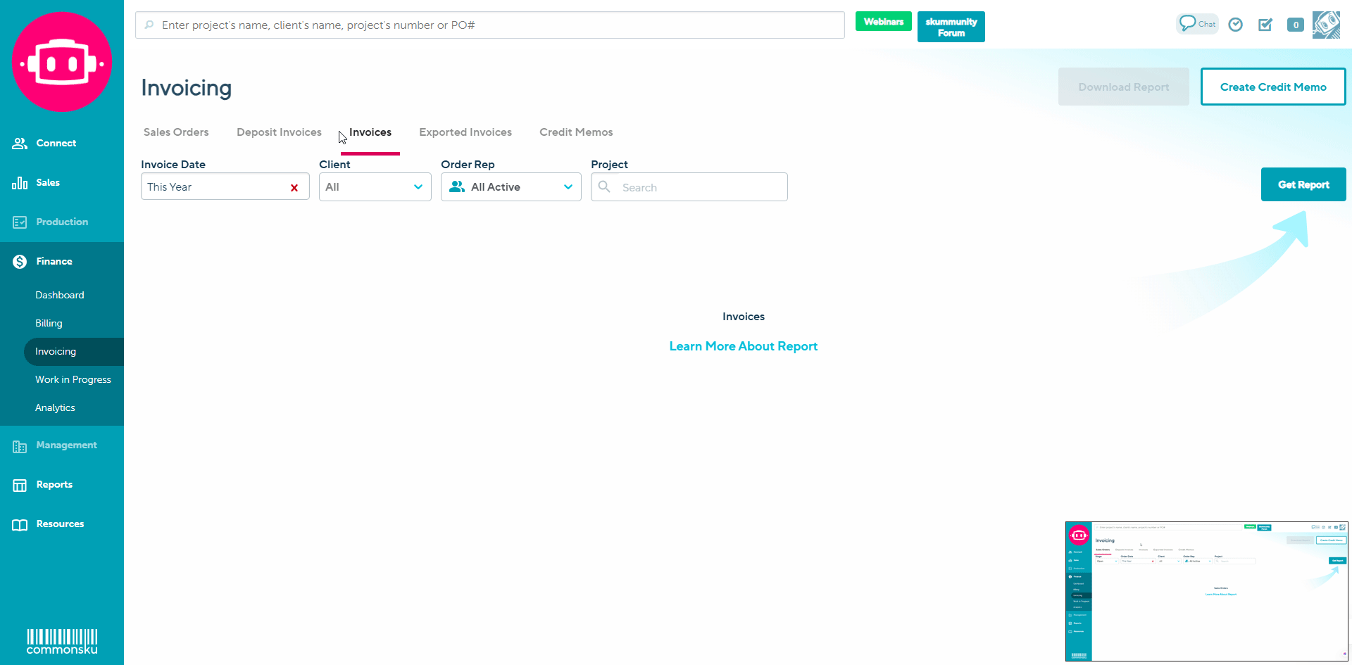 New Client invoicing report
