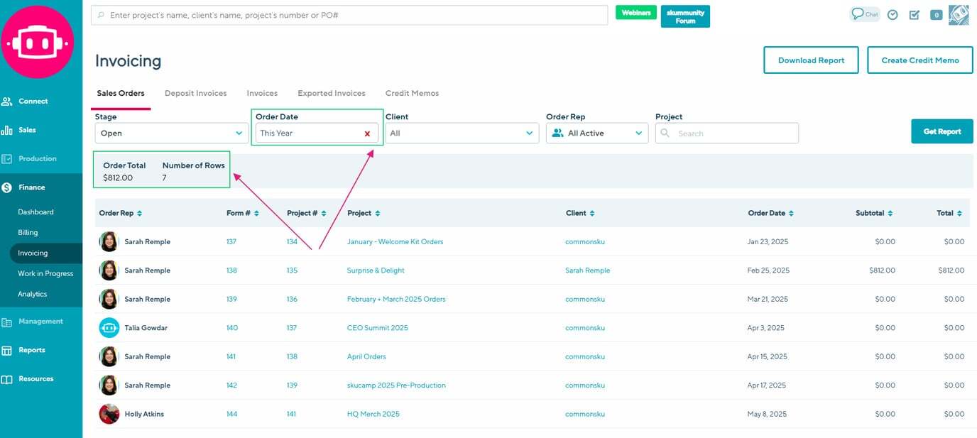 New Client invoicing report