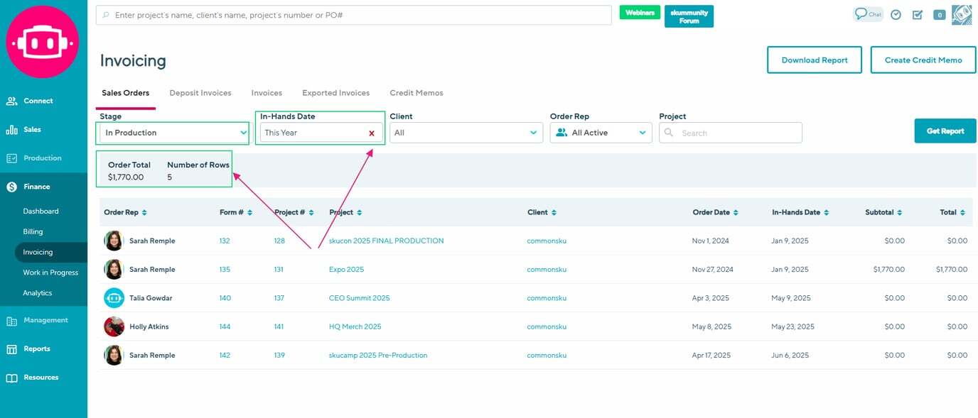 New Client invoicing report