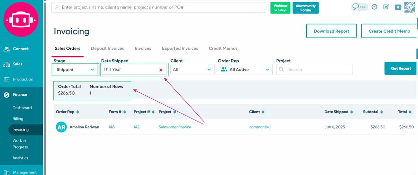 New Client invoicing report